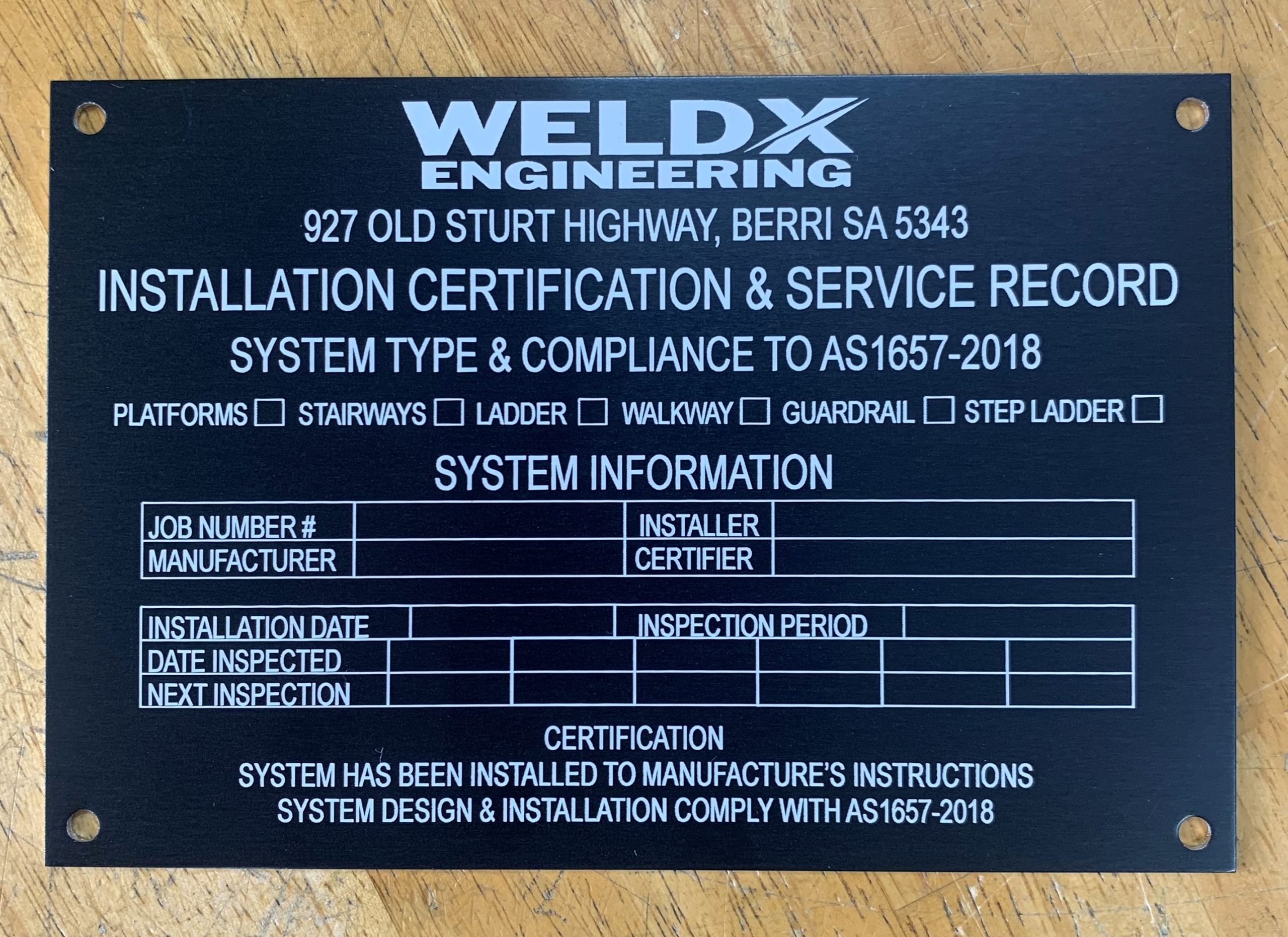 Compliance Plates Australia | Engraving Specialists