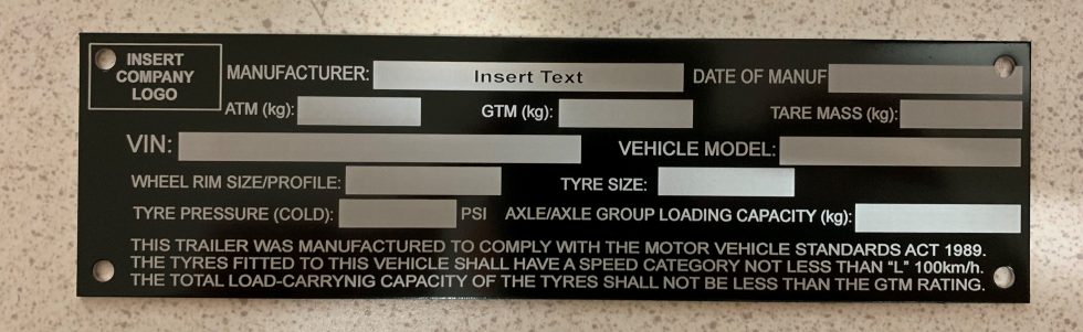 Trailer Compliance Plates | Compliance Plates Australia